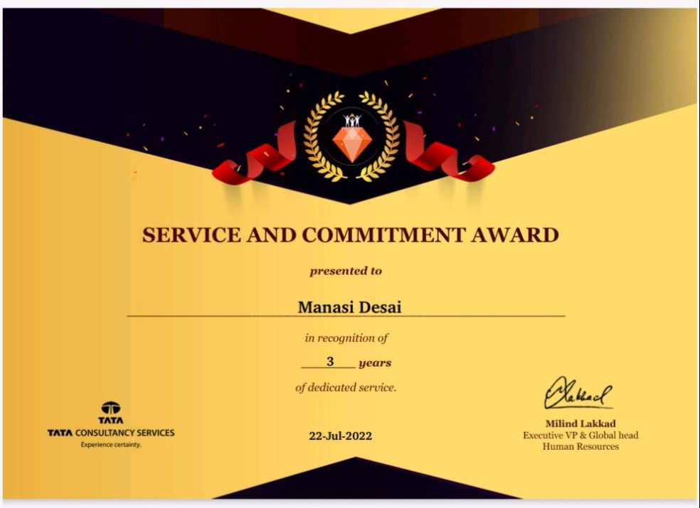 Manasi Desai on LinkedIn: Celebrating 3 years in TCS ЁЯе│ЁЯе│ | 10 comments Manasi Desai on LinkedIn: Celebrating 3 years in TCS ЁЯе│ЁЯе│ | 10 comments
