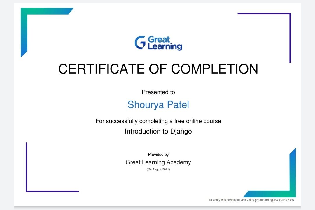 Shourya Patel on LinkedIn: #django #pythonprogramming #greatlearning Shourya Patel on LinkedIn: #django #pythonprogramming #greatlearning