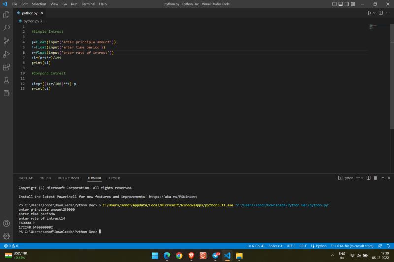 paramesh dadi on LinkedIn: Task 5 Python code for compond intrest and ... paramesh dadi on LinkedIn: Task 5 Python code for compond intrest and ...