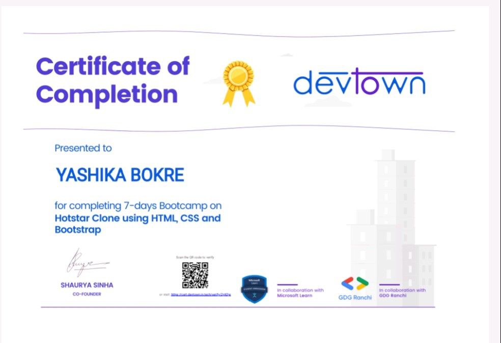 Yashika Bokre on LinkedIn: #devtown #html #css #certificate Yashika Bokre on LinkedIn: #devtown #html #css #certificate