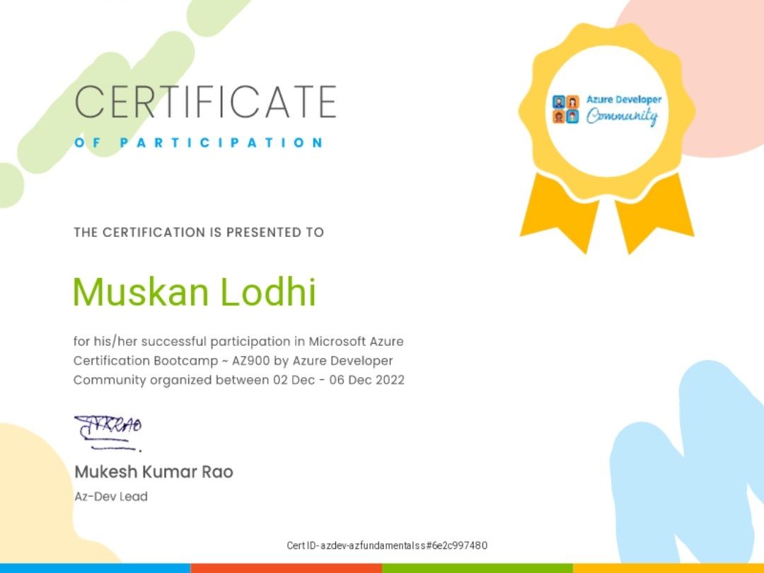 Muskan Lodhi on LinkedIn: #reskill #microsoftazurecloud Muskan Lodhi on LinkedIn: #reskill #microsoftazurecloud