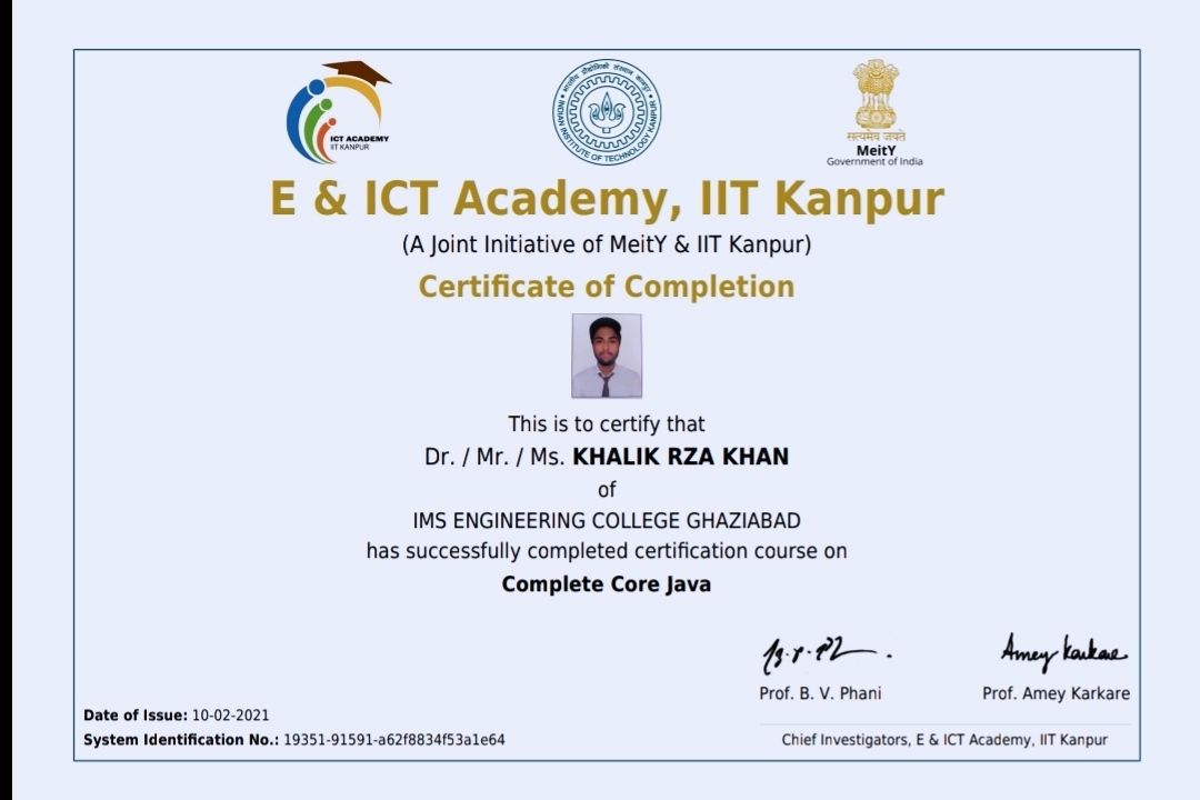 Khalik Rza Khan on LinkedIn: #iitkanpur #corejava Khalik Rza Khan on LinkedIn: #iitkanpur #corejava