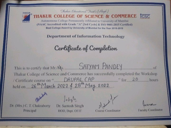 Satyam Pandey on LinkedIn: #certification #drupal #learning Satyam Pandey on LinkedIn: #certification #drupal #learning