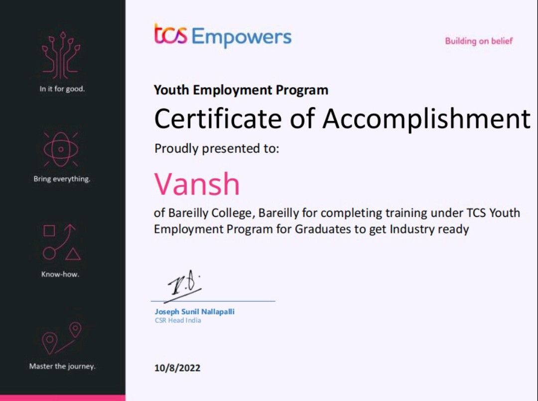 Vansh Saxena on LinkedIn: #tcs #tataconsultancyservices Vansh Saxena on LinkedIn: #tcs #tataconsultancyservices