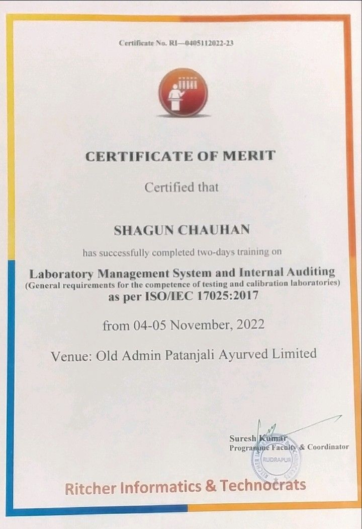 Shagun Chauhan on LinkedIn: Completed training ISO/IEC 17025:2017 Shagun Chauhan on LinkedIn: Completed training ISO/IEC 17025:2017