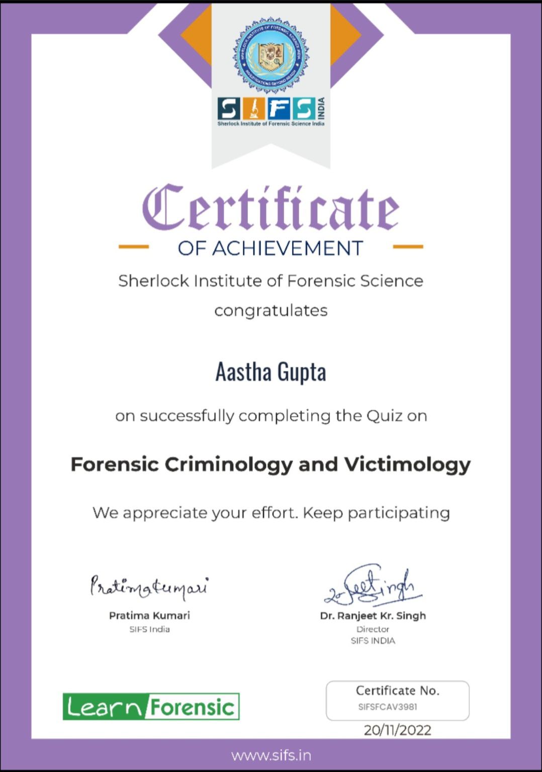Aastha Gupta on LinkedIn: #sifs #learnforensics Aastha Gupta on LinkedIn: #sifs #learnforensics