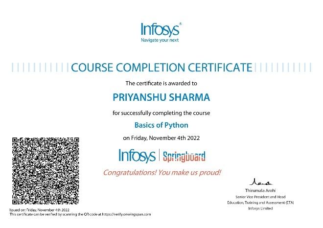 Priyanshu Sharma on LinkedIn: #connections #python #infosys Priyanshu Sharma on LinkedIn: #connections #python #infosys