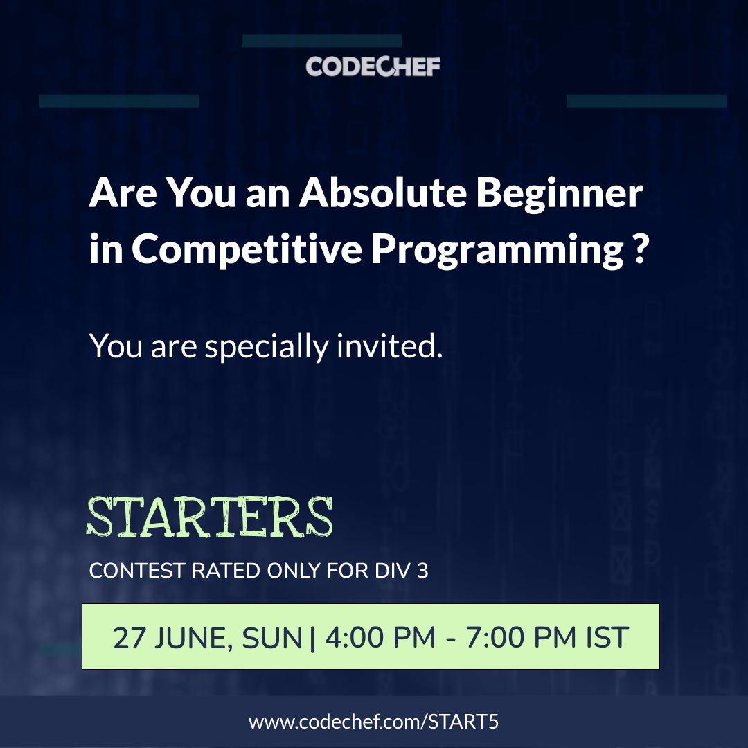 CodeChef on LinkedIn: #coding #programming CodeChef on LinkedIn: #coding #programming