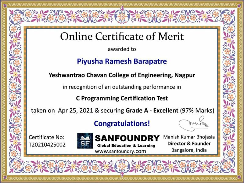 Piyusha Barapatre on LinkedIn: #cprogramming #learningexperience # ... Piyusha Barapatre on LinkedIn: #cprogramming #learningexperience # ...