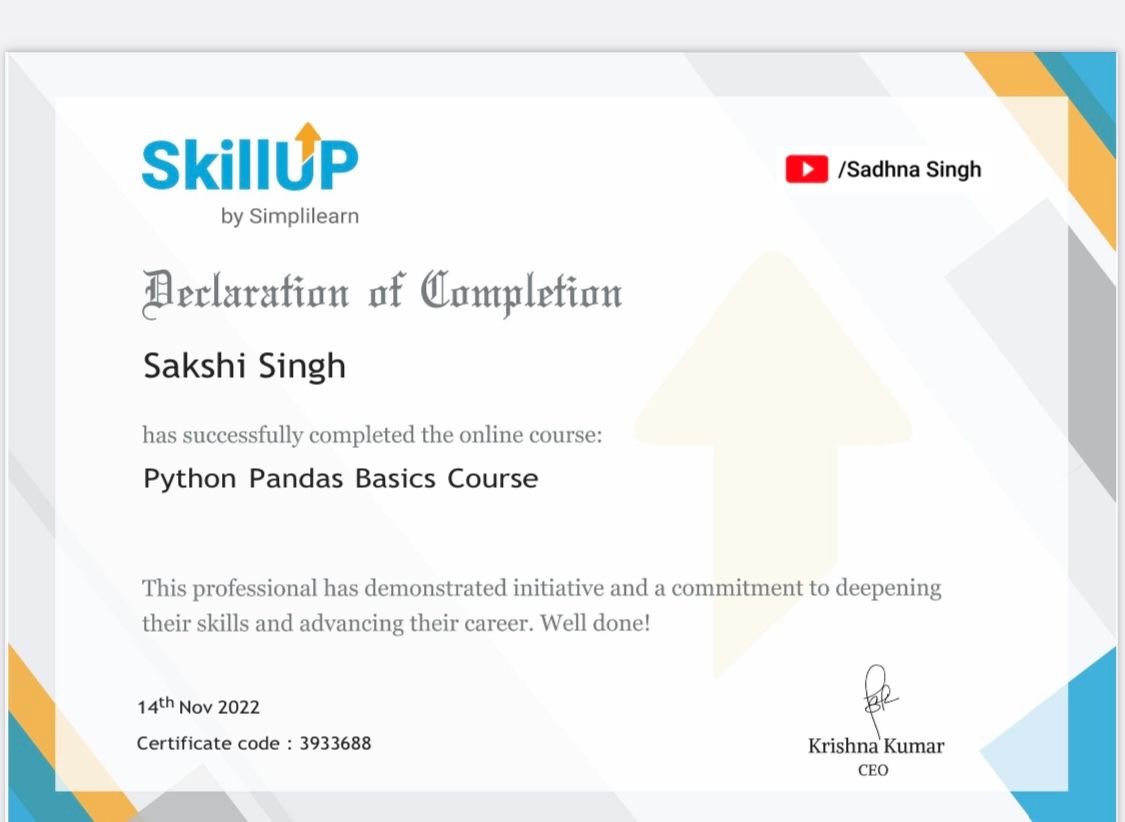 Sakshi Singh on LinkedIn: #python #certification #completion # ... Sakshi Singh on LinkedIn: #python #certification #completion # ...