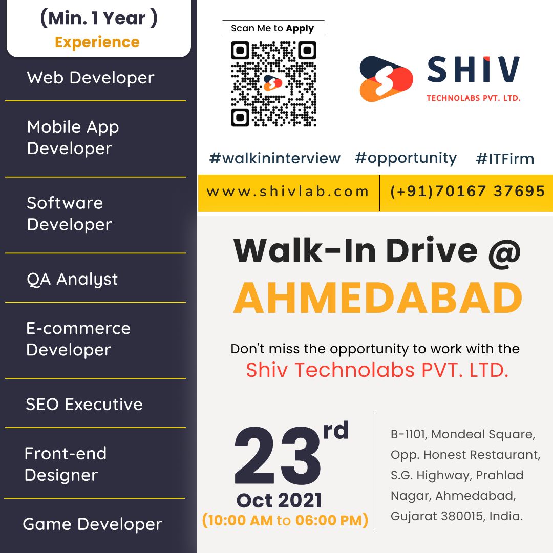 Shiv Technolabs Private Limited on LinkedIn: #opportunity #jobseekers # ... Shiv Technolabs Private Limited on LinkedIn: #opportunity #jobseekers # ...