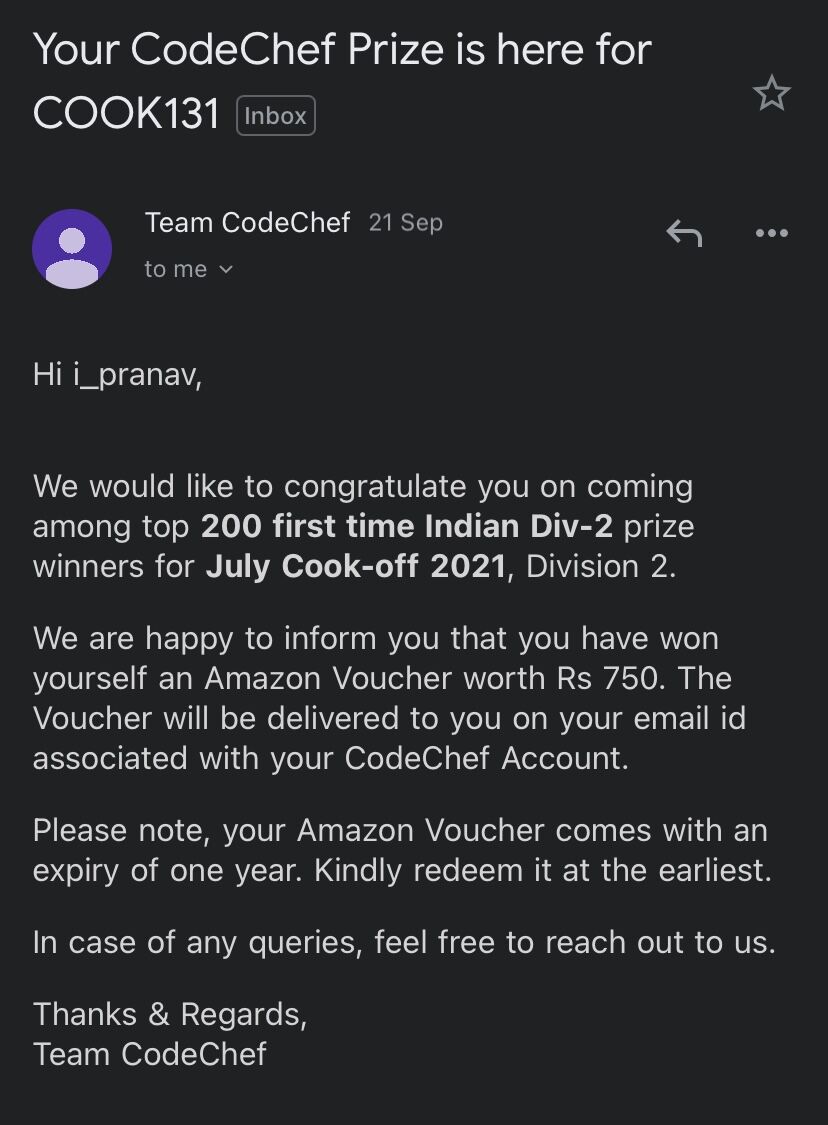 Pranav Mehta on LinkedIn: #codechef #competitiveprogramming Pranav Mehta on LinkedIn: #codechef #competitiveprogramming