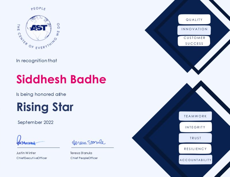 Siddhesh Badhe on LinkedIn: #ast | 12 comments Siddhesh Badhe on LinkedIn: #ast | 12 comments