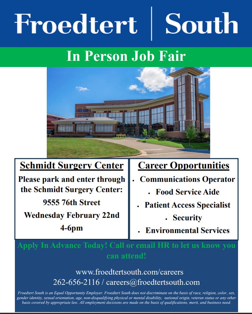 #job #fair #froedtert #communications #operator #food #service #aide ... #job #fair #froedtert #communications #operator #food #service #aide ...