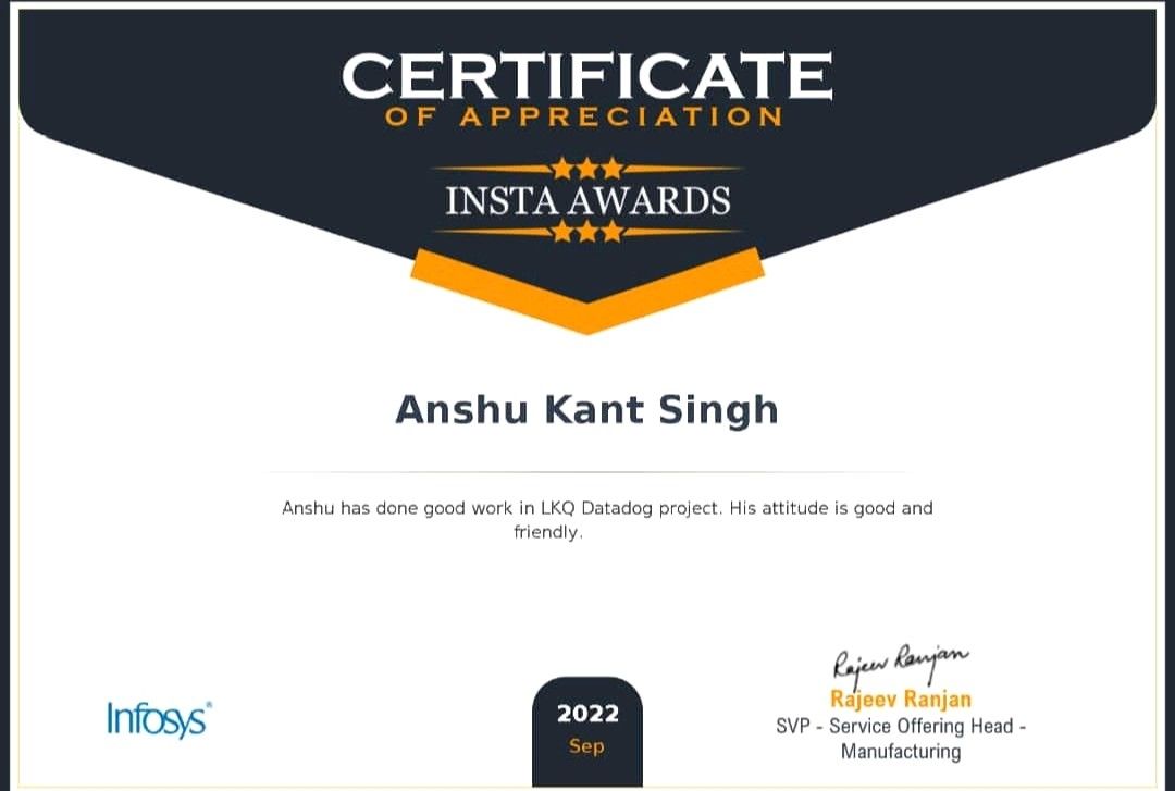 Anshu Kant Singh on LinkedIn: #appreciation #infosys #datadog # ... Anshu Kant Singh on LinkedIn: #appreciation #infosys #datadog # ...