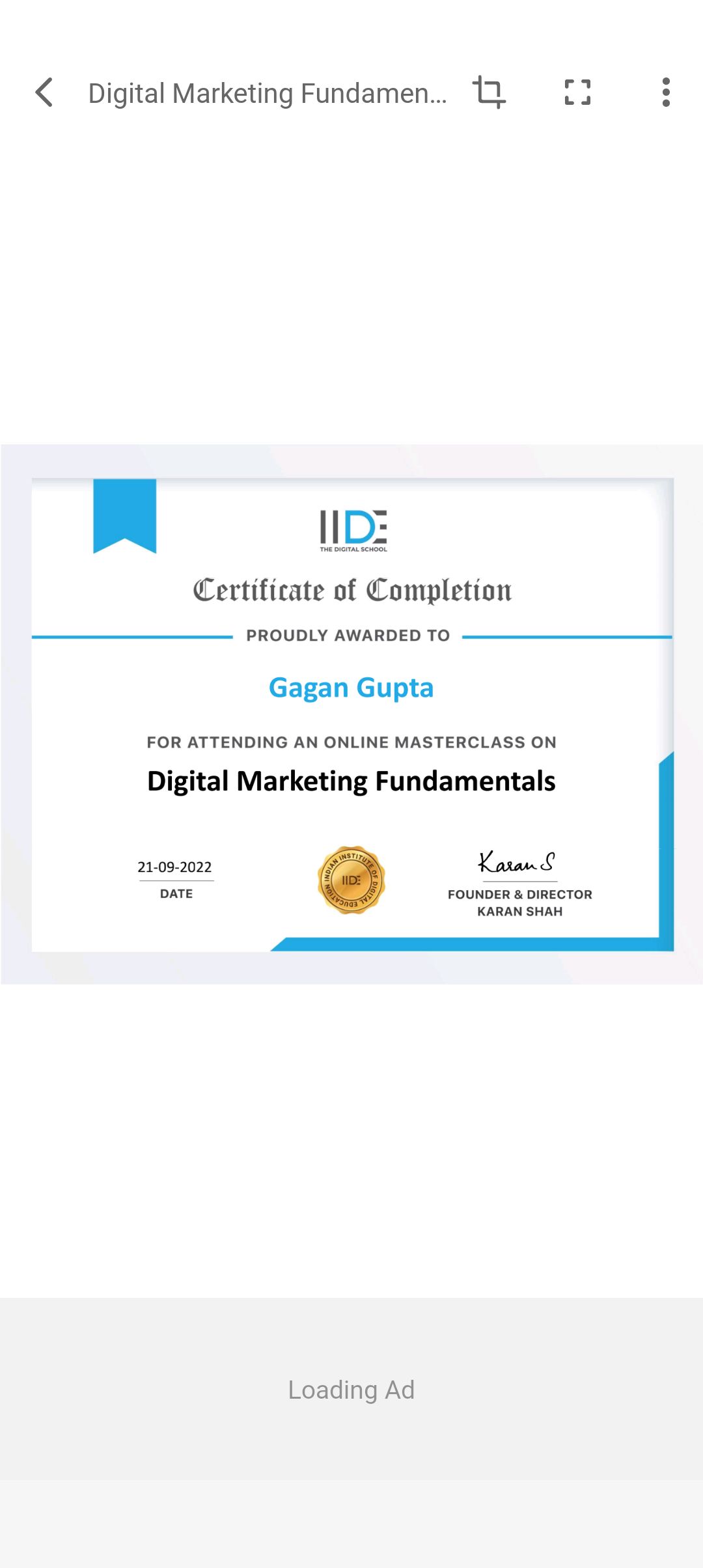 Hi, I have completed my online Masterclass on Digital Marketing ... Hi, I have completed my online Masterclass on Digital Marketing ...