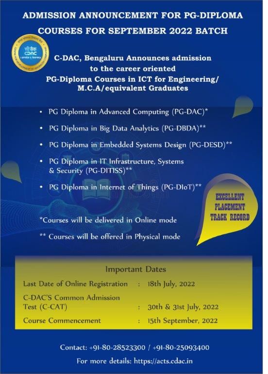Gopal Venkat on LinkedIn: C-DAC, Bangalore Announces PG Diploma Courses ... Gopal Venkat on LinkedIn: C-DAC, Bangalore Announces PG Diploma Courses ...