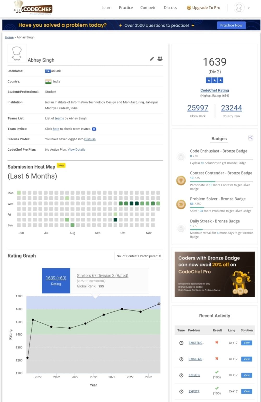 Abhay Singh on LinkedIn: #codechef #codechef #competitiveprogramming ... Abhay Singh on LinkedIn: #codechef #codechef #competitiveprogramming ...