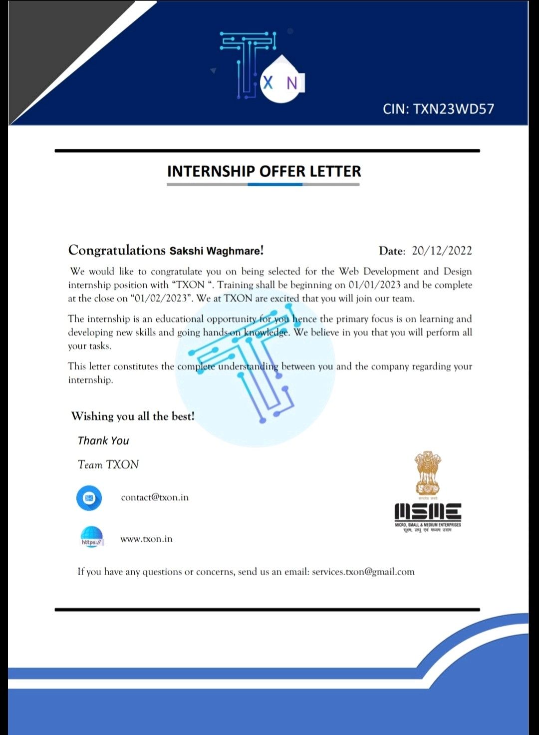 Sakshi Waghmare on LinkedIn: #txon #internship #webdevelopment # ... Sakshi Waghmare on LinkedIn: #txon #internship #webdevelopment # ...