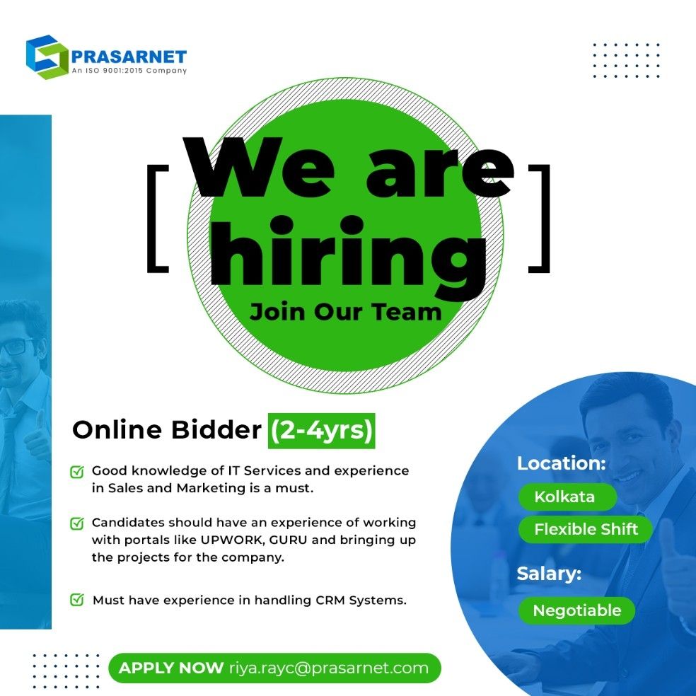 Prasarnet on LinkedIn: #hiring #hiring #onlinebidder Prasarnet on LinkedIn: #hiring #hiring #onlinebidder