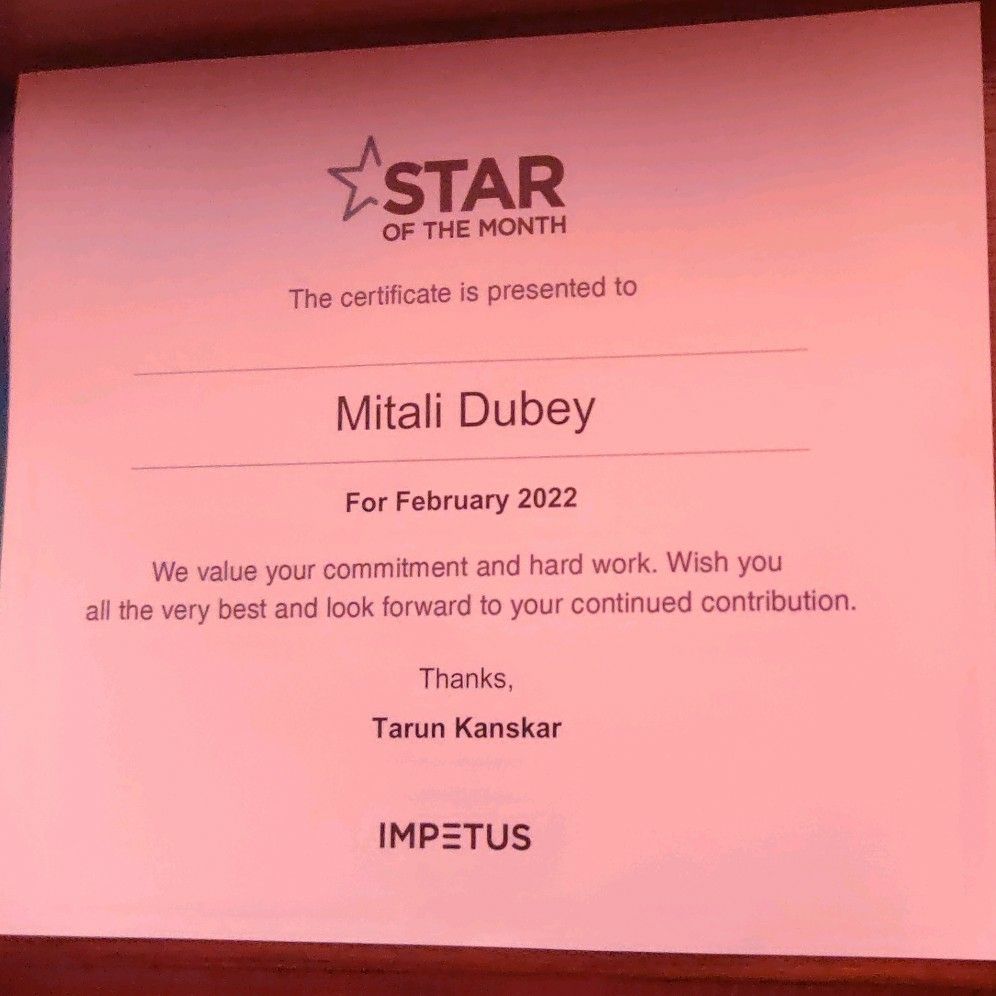 Mitali Dubey on LinkedIn: #impetus Mitali Dubey on LinkedIn: #impetus