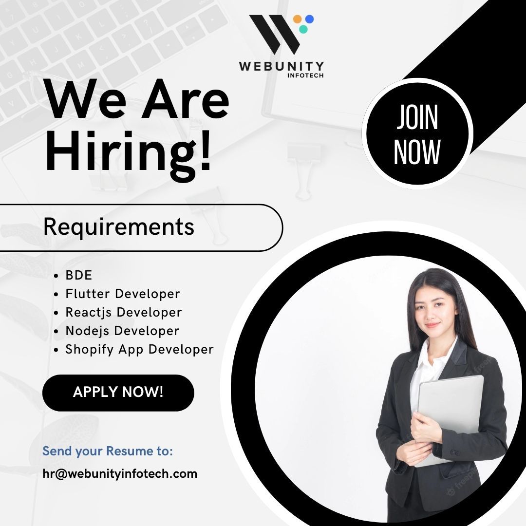 Webunity Infotech on LinkedIn: #hiring #bde #flutterdeveloper #reactjs ... Webunity Infotech on LinkedIn: #hiring #bde #flutterdeveloper #reactjs ...