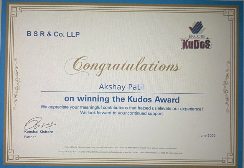 Akshay patil on LinkedIn: #team #kudos #kpmgindia #bsr #encore | 16 ... Akshay patil on LinkedIn: #team #kudos #kpmgindia #bsr #encore | 16 ...