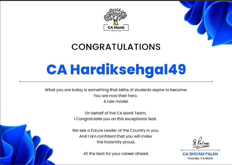 Hardik Sehgal on LinkedIn: #camonk #charteredaccountant #icai Hardik Sehgal on LinkedIn: #camonk #charteredaccountant #icai