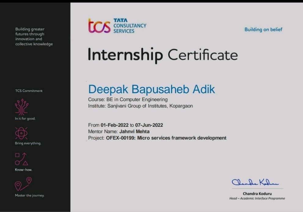 Deepak Adik on LinkedIn: #tcs #tcsdigital Deepak Adik on LinkedIn: #tcs #tcsdigital