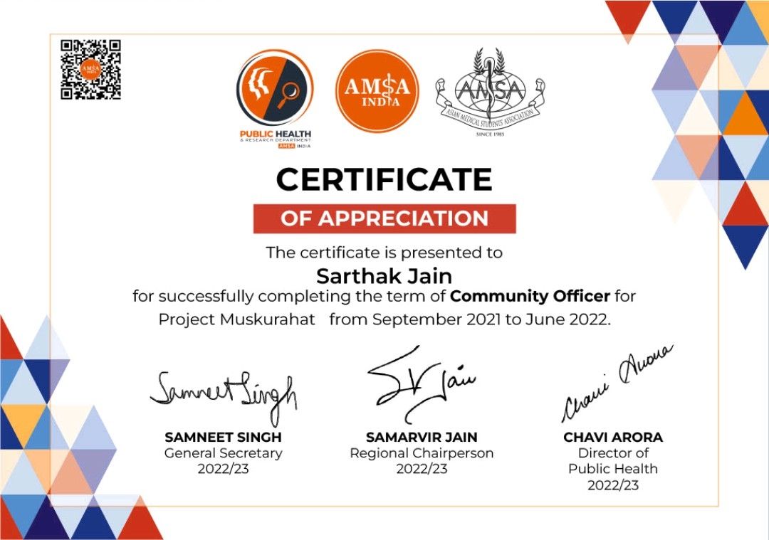 Sarthak Jain, MBBS posted on LinkedIn Sarthak Jain, MBBS posted on LinkedIn