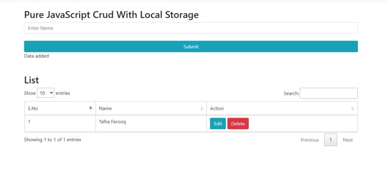 Talha Farooq on LinkedIn: Pure Javascript Crud with DataTable and Local ... Talha Farooq on LinkedIn: Pure Javascript Crud with DataTable and Local ...