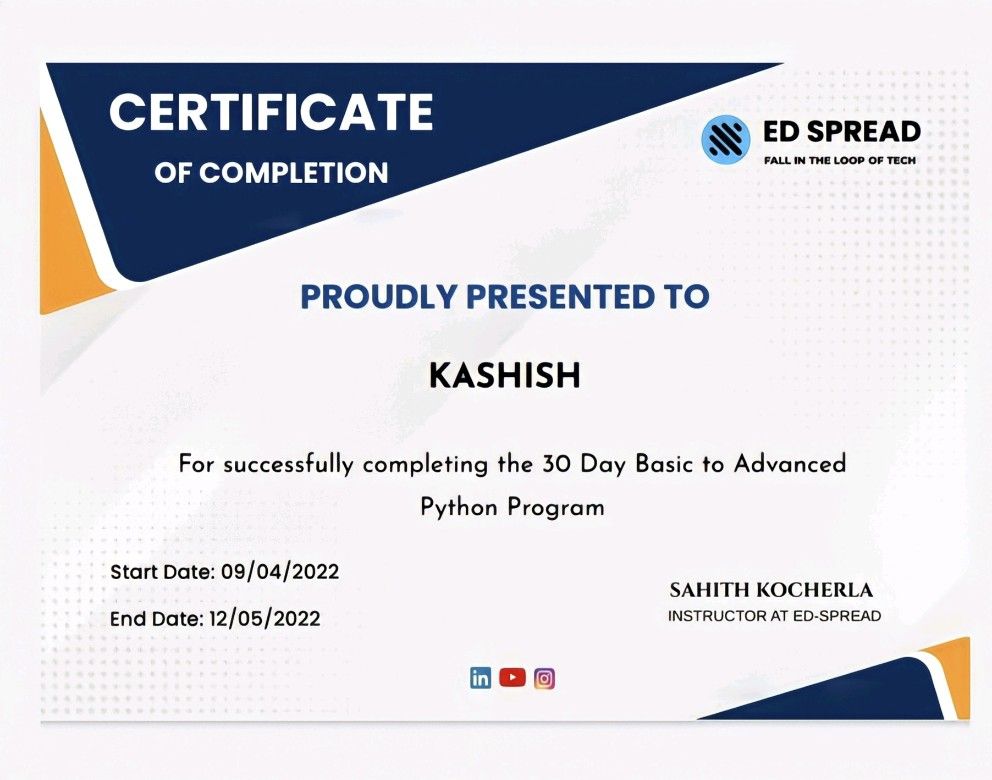 #pythonprogramming #python #edspread | kashish Jain #pythonprogramming #python #edspread | kashish Jain