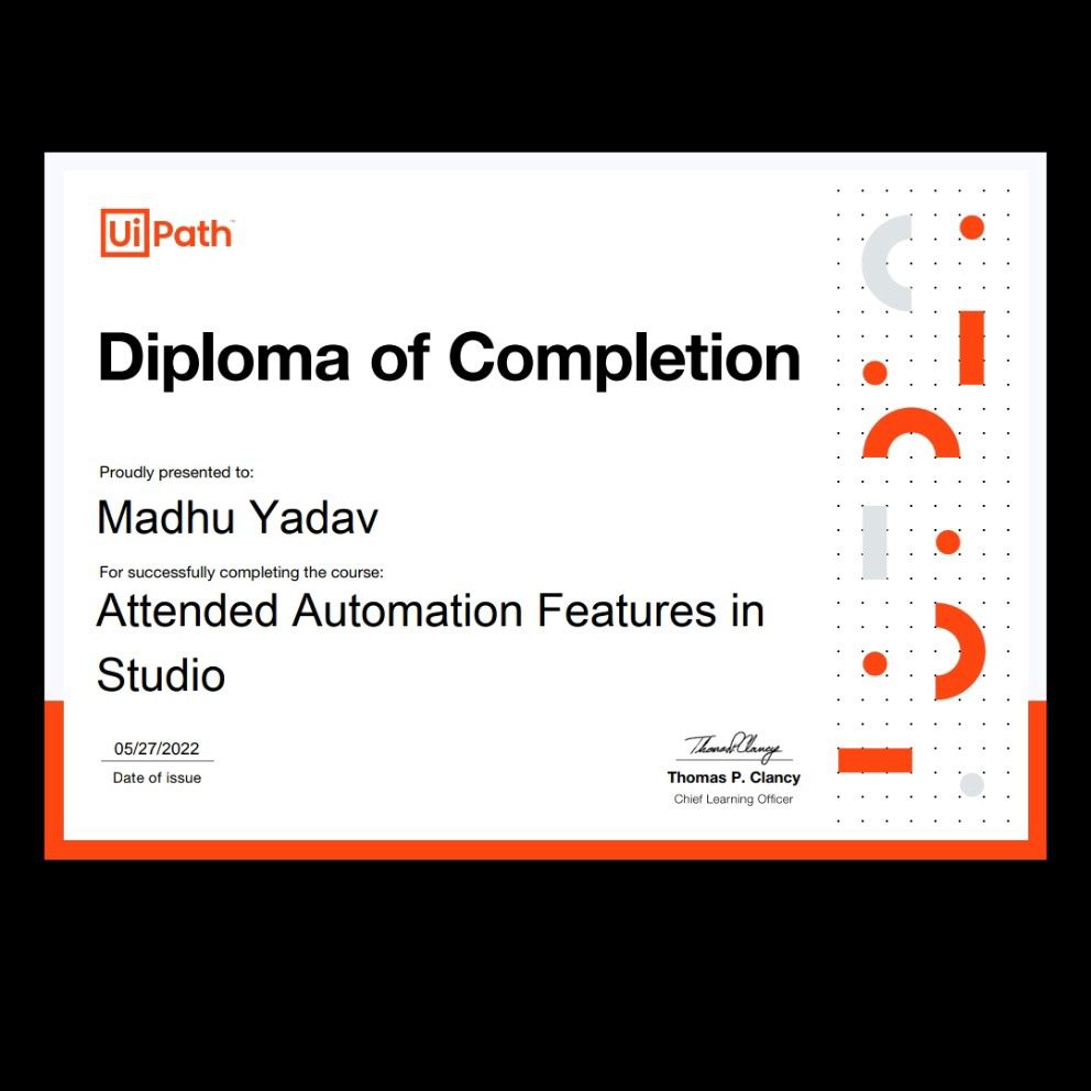 Madhu Yadav on LinkedIn: #certificateofcompletion #uipathcommunity Madhu Yadav on LinkedIn: #certificateofcompletion #uipathcommunity
