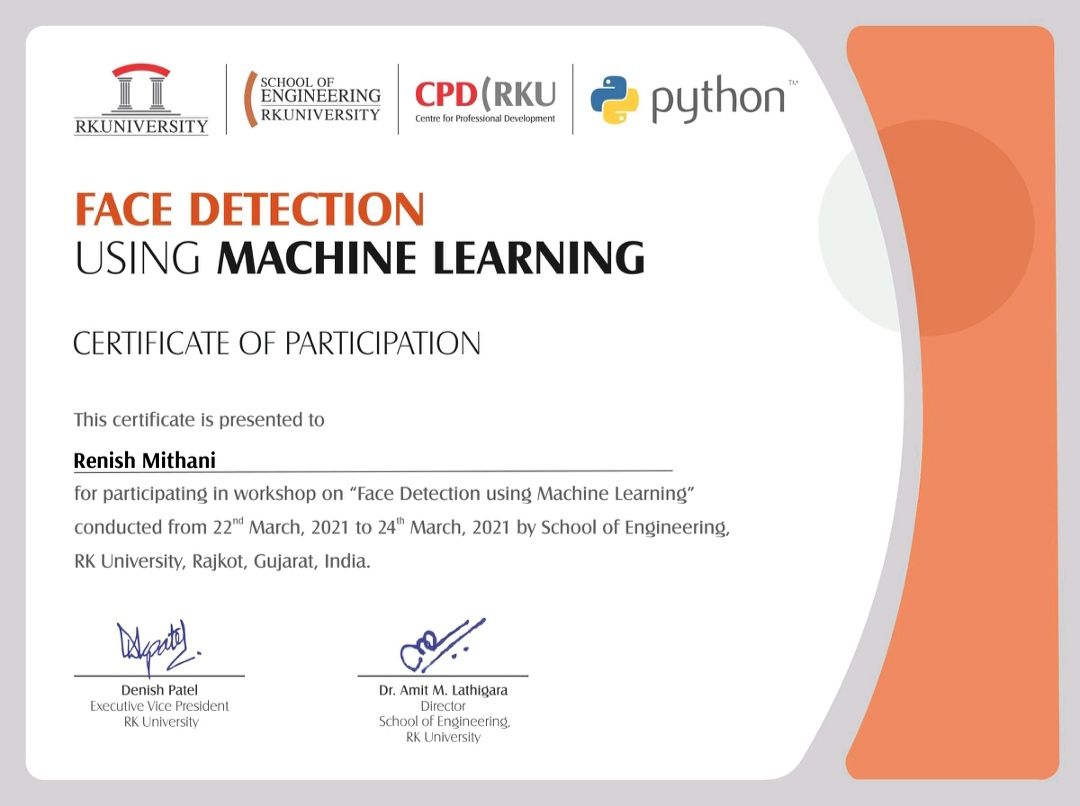 Renish Mithani on LinkedIn: #machinelearning #python #certificate # ... Renish Mithani on LinkedIn: #machinelearning #python #certificate # ...