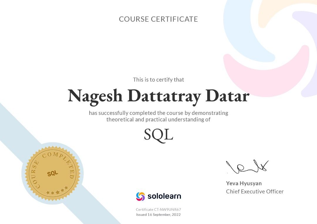 #sql | Nagesh Datar #sql | Nagesh Datar