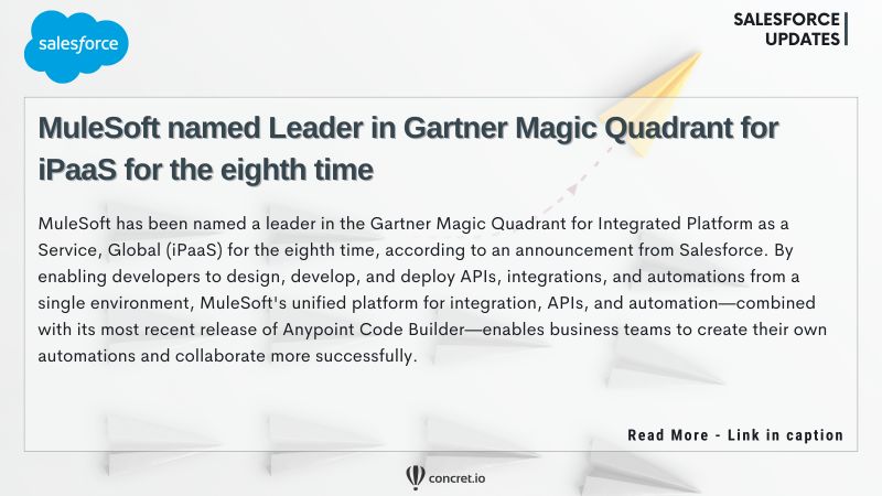 Concret.io on LinkedIn: MuleSoft named Leader in Gartner Magic Quadrant ... Concret.io on LinkedIn: MuleSoft named Leader in Gartner Magic Quadrant ...