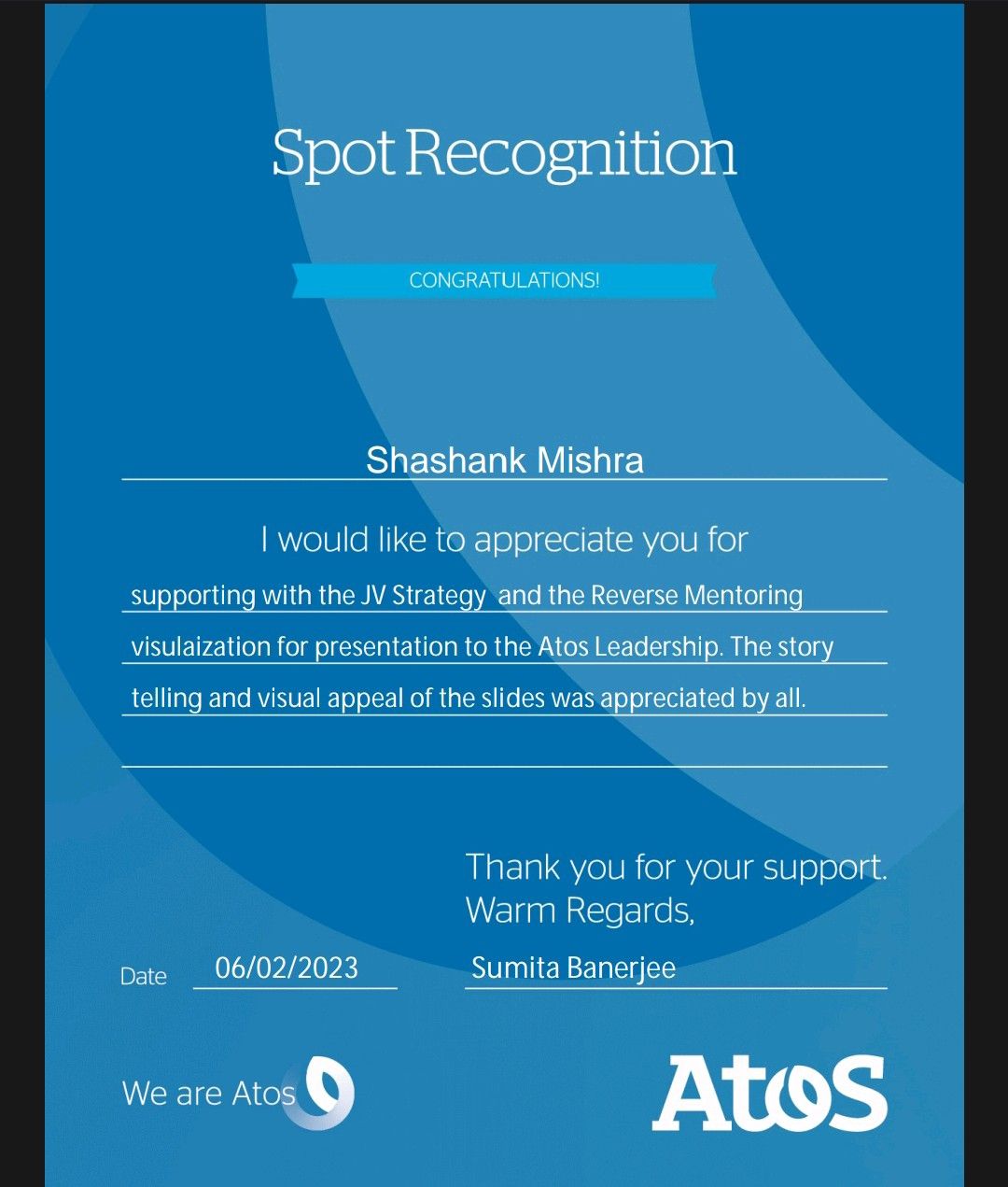 Shashank Mishra on LinkedIn: Spot Award ๐ Shashank Mishra on LinkedIn: Spot Award ๐
