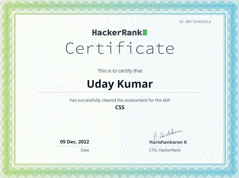 Uday Kumar on LinkedIn: #css #hackerrank #html #newbeginnings Uday Kumar on LinkedIn: #css #hackerrank #html #newbeginnings