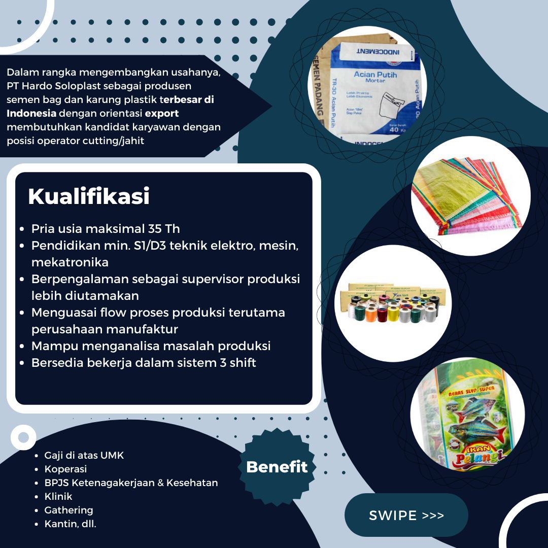 PT Hardo Soloplast on LinkedIn: #lokersoloraya #supervisorproduksi PT Hardo Soloplast on LinkedIn: #lokersoloraya #supervisorproduksi