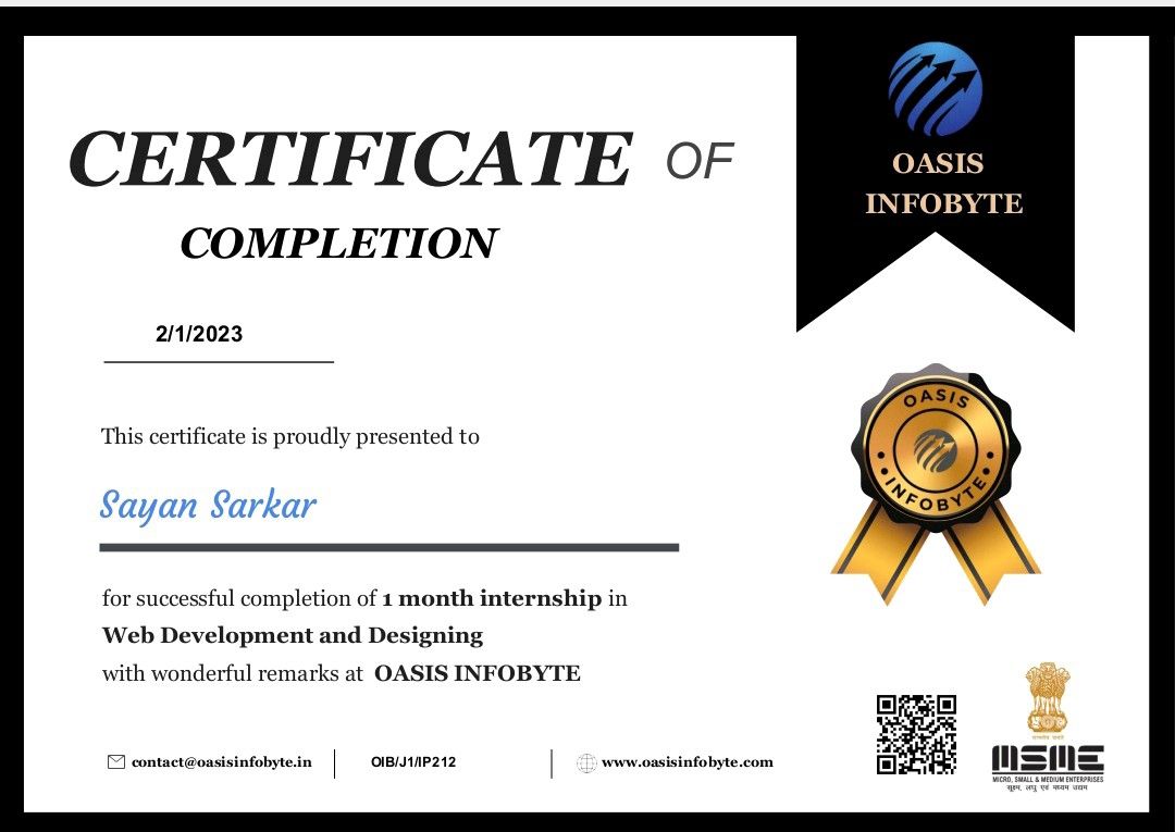 Sayan Sarkar on LinkedIn: #connections #internship #oasisinfobyte # ... Sayan Sarkar on LinkedIn: #connections #internship #oasisinfobyte # ...