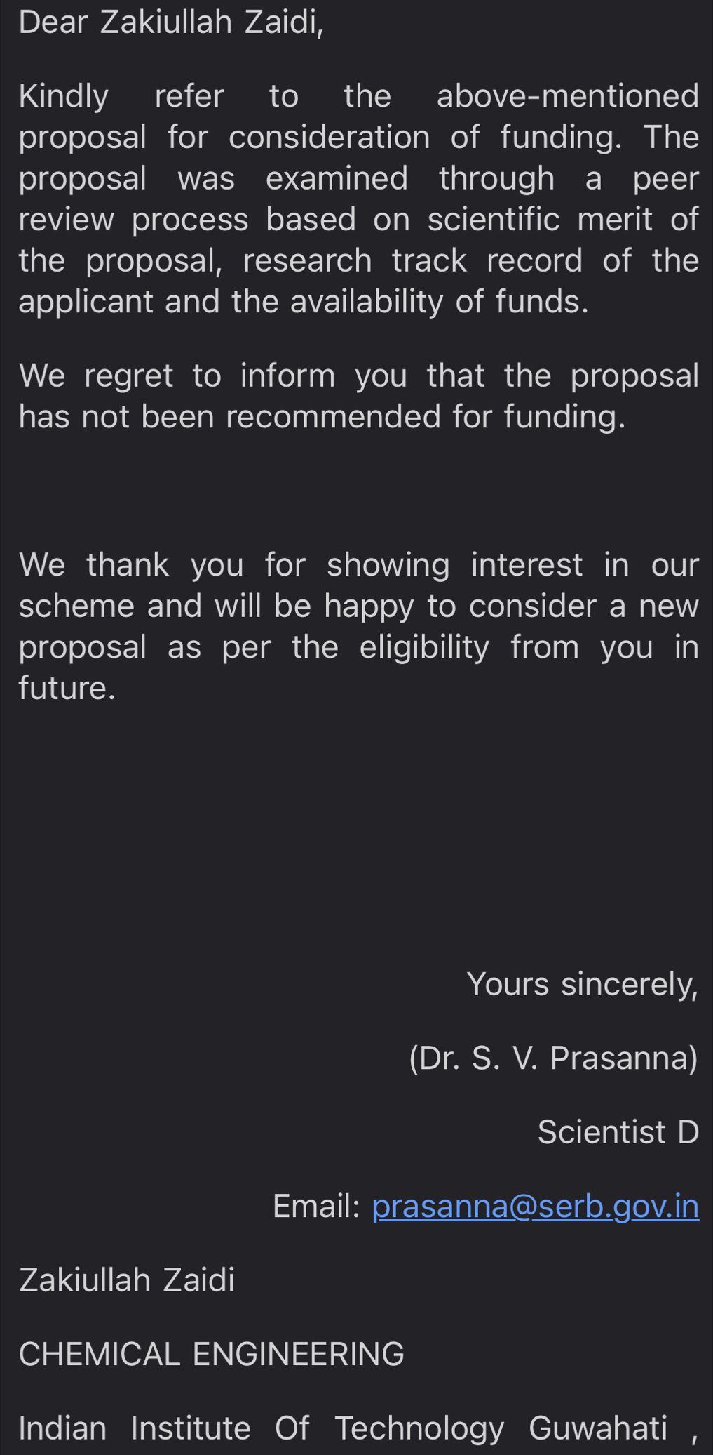 Dr. Zaki Zaidi on LinkedIn: #serb #npdf #rejection Dr. Zaki Zaidi on LinkedIn: #serb #npdf #rejection
