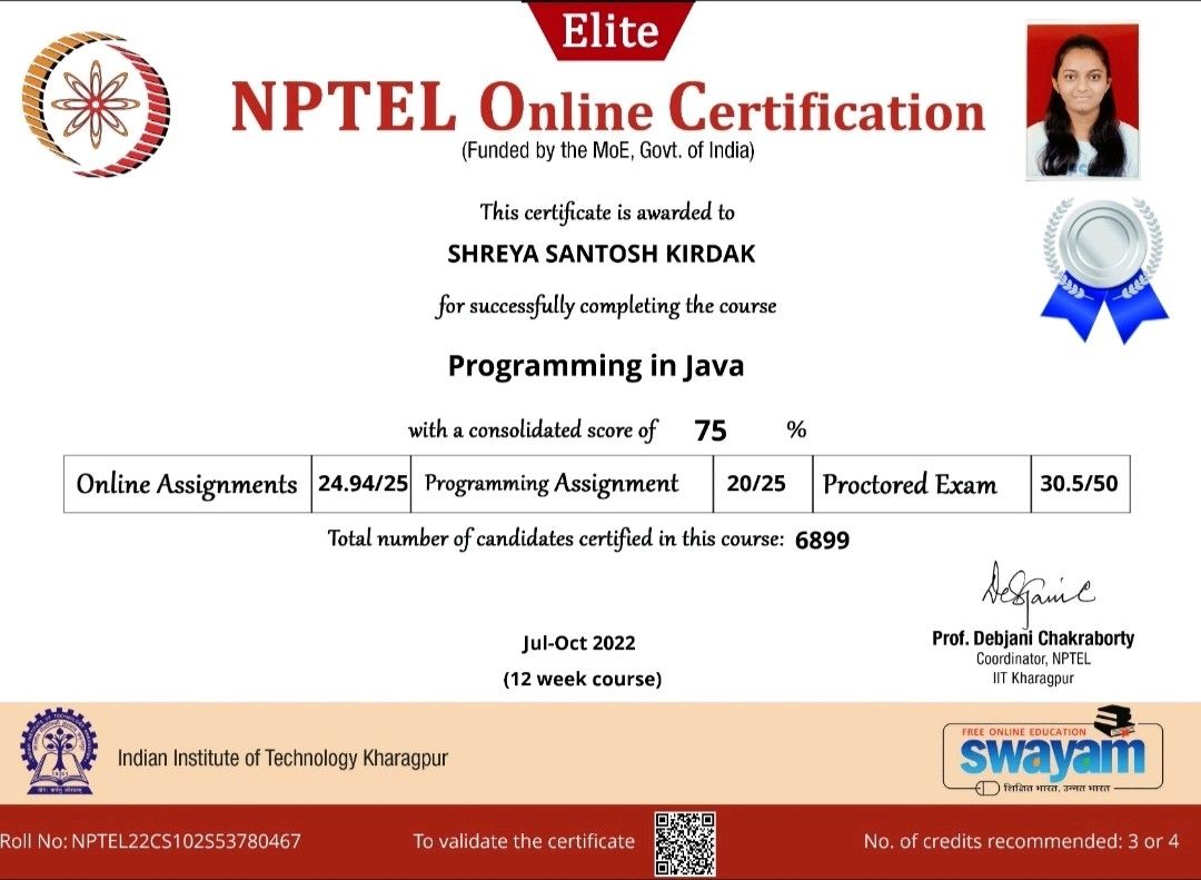 Shreya Kirdak on LinkedIn: #java #nptel #programming #connections # ... Shreya Kirdak on LinkedIn: #java #nptel #programming #connections # ...