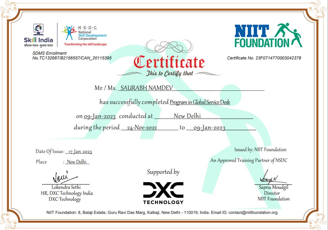 Saurabh Namdev on LinkedIn: Thanxxx DXC Saurabh Namdev on LinkedIn: Thanxxx DXC