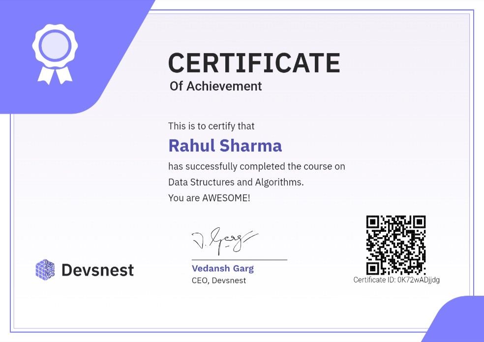Rahul Sharma on LinkedIn: #devsnest #datastructures #dsa #algorithms Rahul Sharma on LinkedIn: #devsnest #datastructures #dsa #algorithms