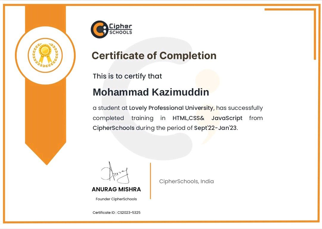 Mohammad Kazimuddin on LinkedIn: #cipherschools #codingisfun Mohammad Kazimuddin on LinkedIn: #cipherschools #codingisfun