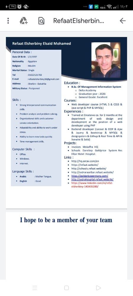 Refaat Elsherbiny on LinkedIn: I am looking for a job, my name is ... Refaat Elsherbiny on LinkedIn: I am looking for a job, my name is ...
