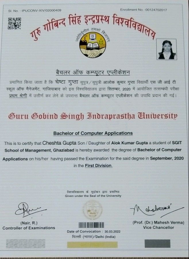 Cheshta Gupta on LinkedIn: Finally Received My Bachelor Degree 🙂 Cheshta Gupta on LinkedIn: Finally Received My Bachelor Degree 🙂