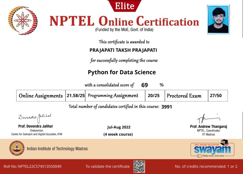 Taksh Prajapati on LinkedIn: #python #datascience #nptel #course #learning Taksh Prajapati on LinkedIn: #python #datascience #nptel #course #learning