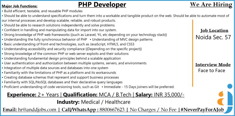 Vroon Saxena on LinkedIn: We are Hiring a PHP Developer | Noida Vroon Saxena on LinkedIn: We are Hiring a PHP Developer | Noida