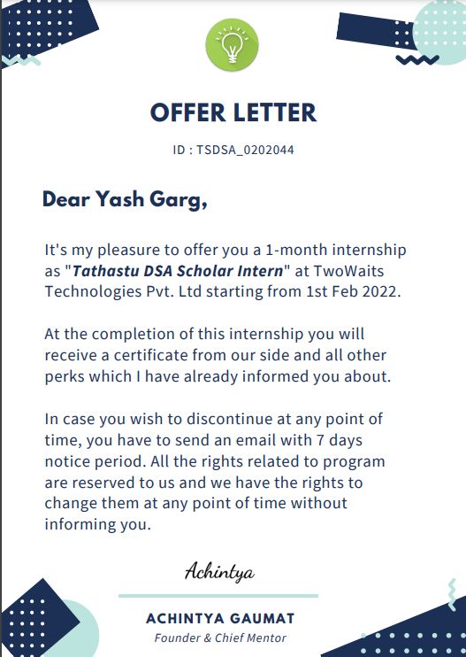 Yash Garg on LinkedIn: #connections #internship #twowaits #thankyou Yash Garg on LinkedIn: #connections #internship #twowaits #thankyou